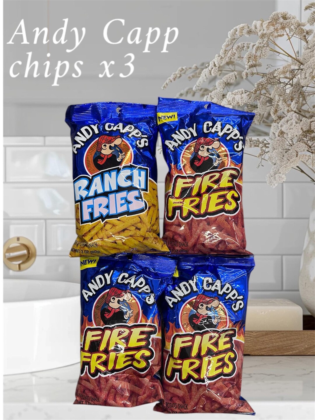 3x Bags Andy Capp's Hot Fries and Ranch Flavored Oven Baked Crunchy ...