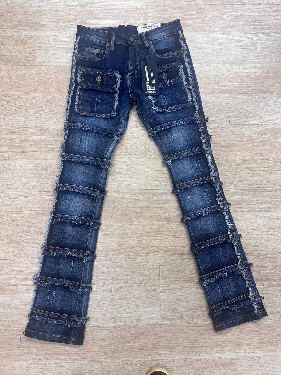 Kids/big Kids Dark Blue Stack Jeans - Etsy