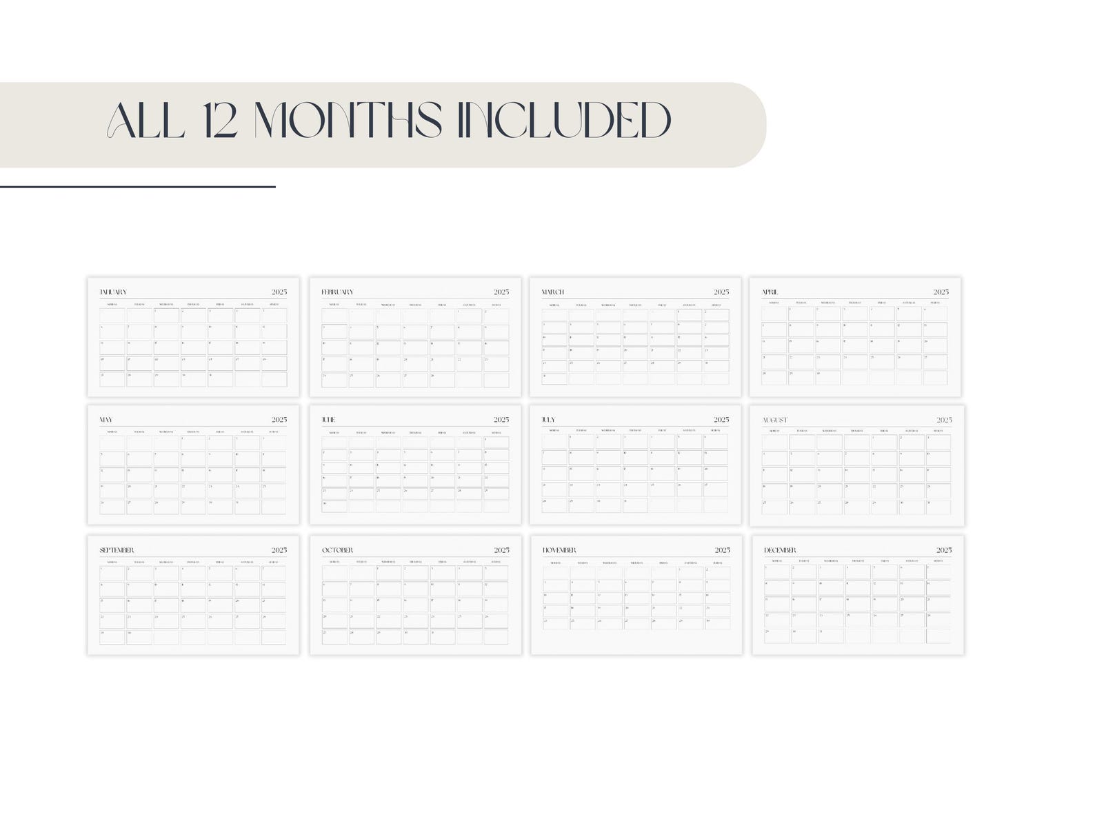 2025 Minimalist Calendar 2025 Planner Monthly Calendar Digital ...