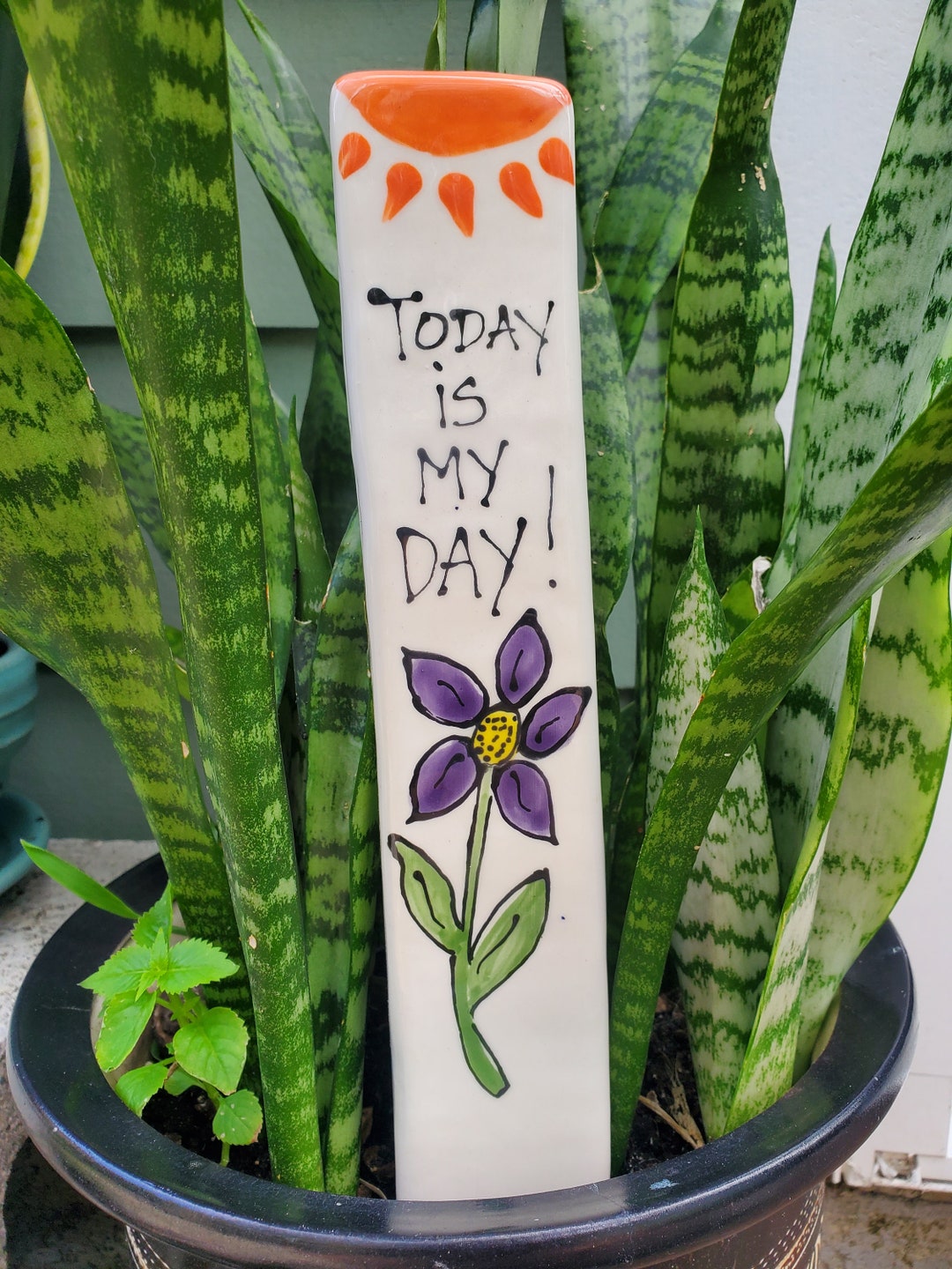 Today is My Day ~ Positive Ceramic Garden Marker - Etsy