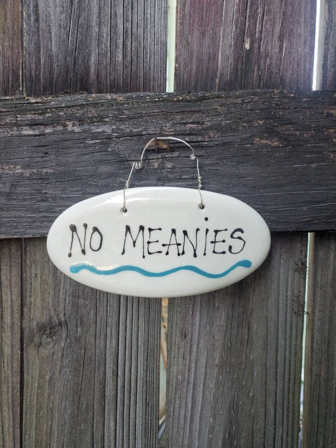 No Meanies Ceramic Hanging Sign - Etsy