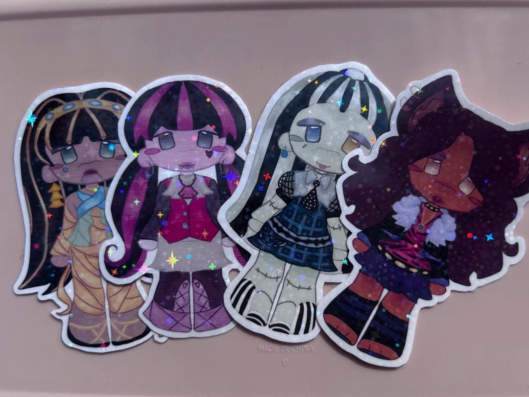 Monster High Holographic Sticker—frankie, Clawdeen, Cleo and Draculaura ...