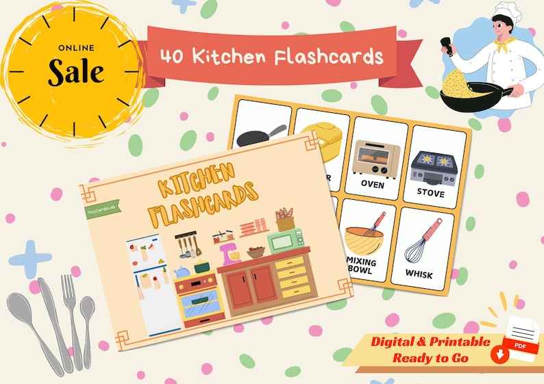 40 Digital Kitchen Flashcards for Kids - Fun & Interactive Learning for ...