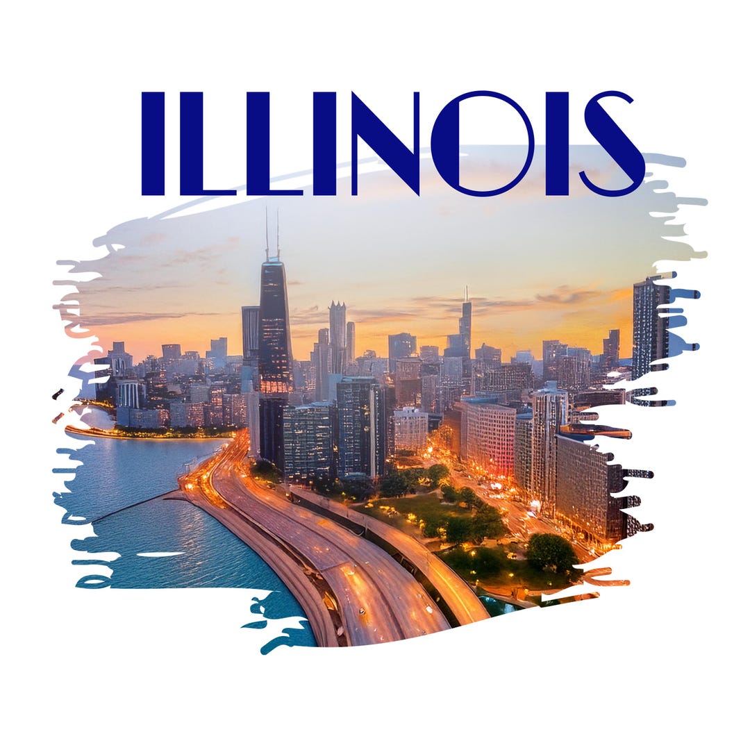 Illinois PNG Digital Download, State Logo PNG Printful, Vintage ...