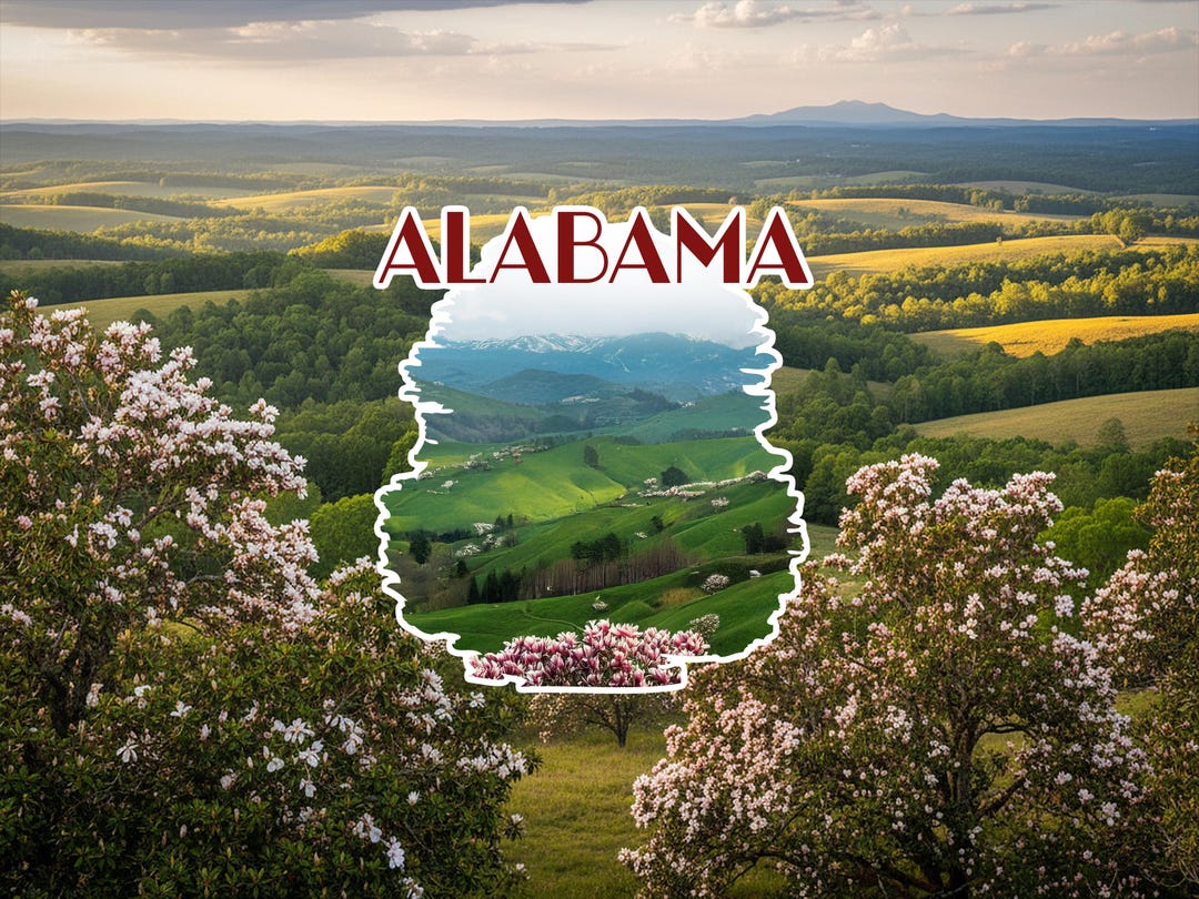 Alabama State Wall Art Printable Rolling Hills Landscape Southern ...