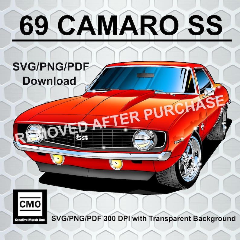 Classic 69 Chevy Camaro Svg/png/pdf, 300 Dpi Transparent Background ...