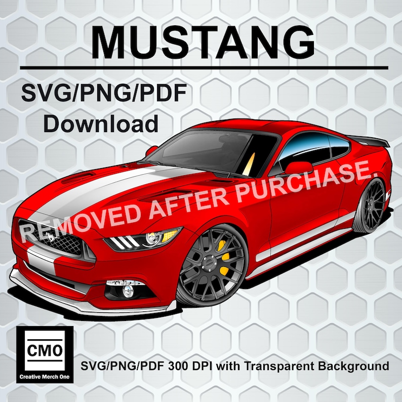 Red Ford Mustang Svg/png/pdf | Digital Download | 300 Dpi Transparent ...