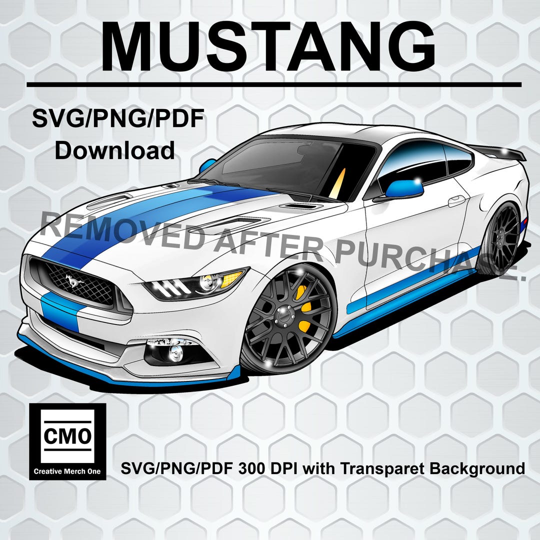 Ford Mustang SVG/PNG/PDF| Digital Download| 300 Dpi Transparent ...
