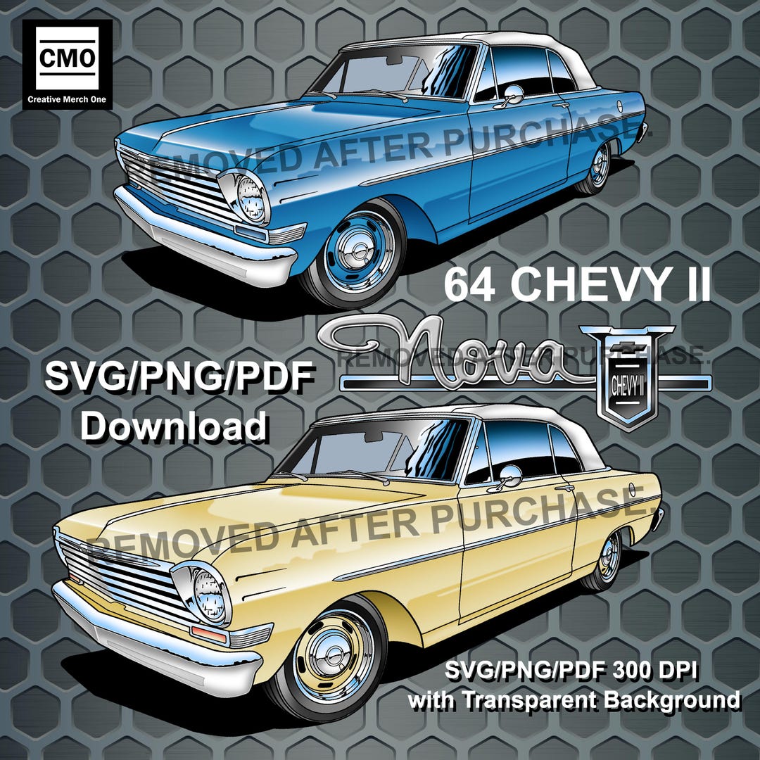 Classic Chevy II Nova Svg/png/| Chevy II Clipart| Chevy II Emblem| Dual ...