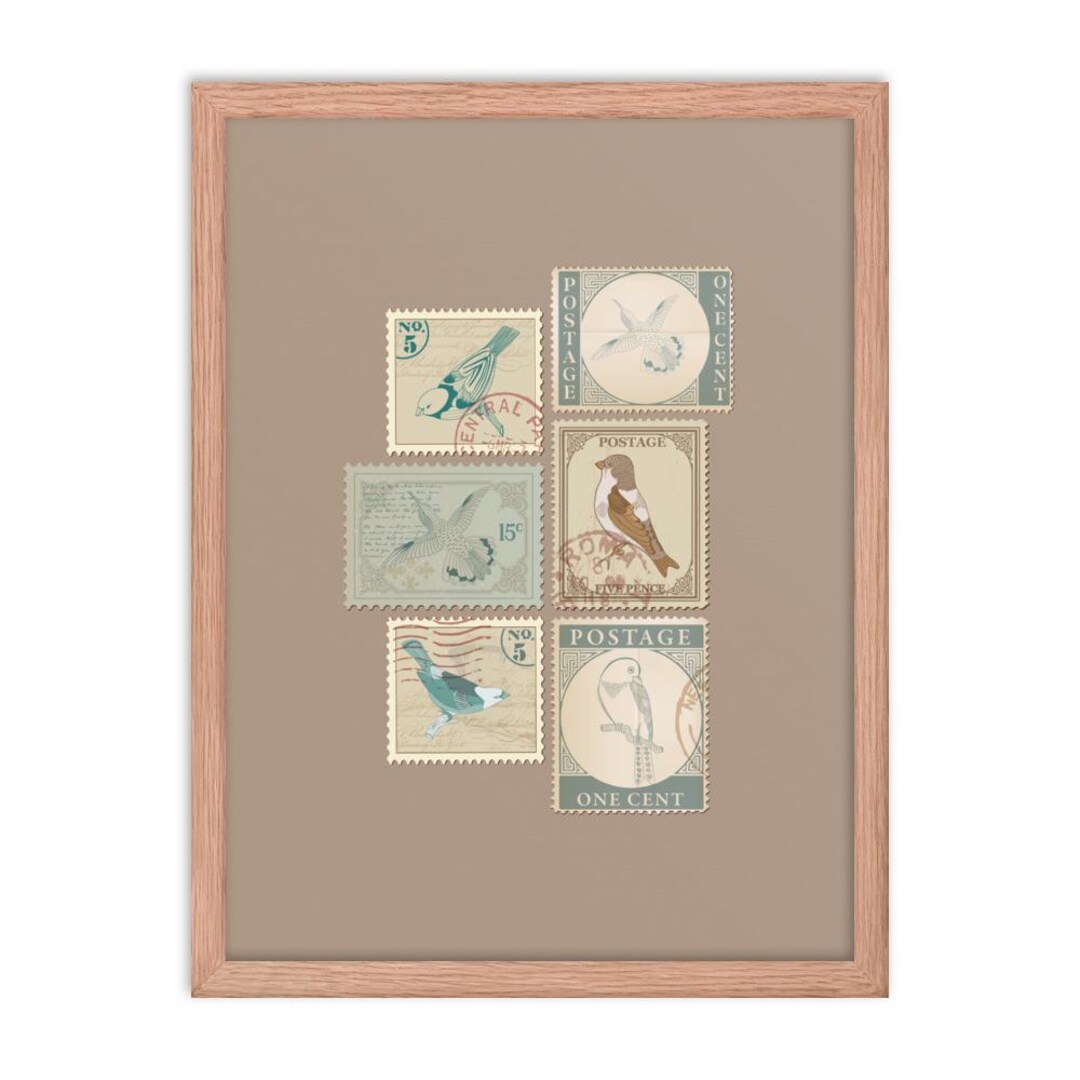 Birds in Postage Neutral 6 Stamp Collection - Framed Print - Etsy