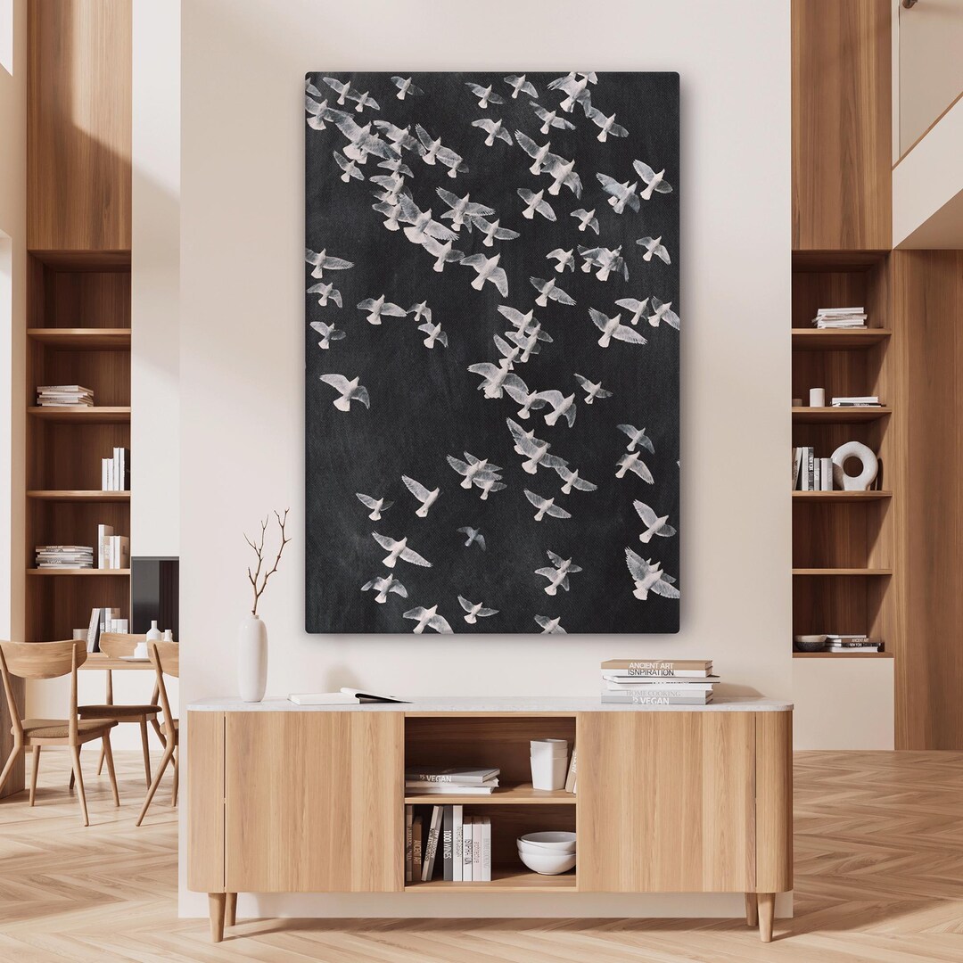 The Texture of Flight Across Graphite - Oversized Canvas Wall Art - Etsy