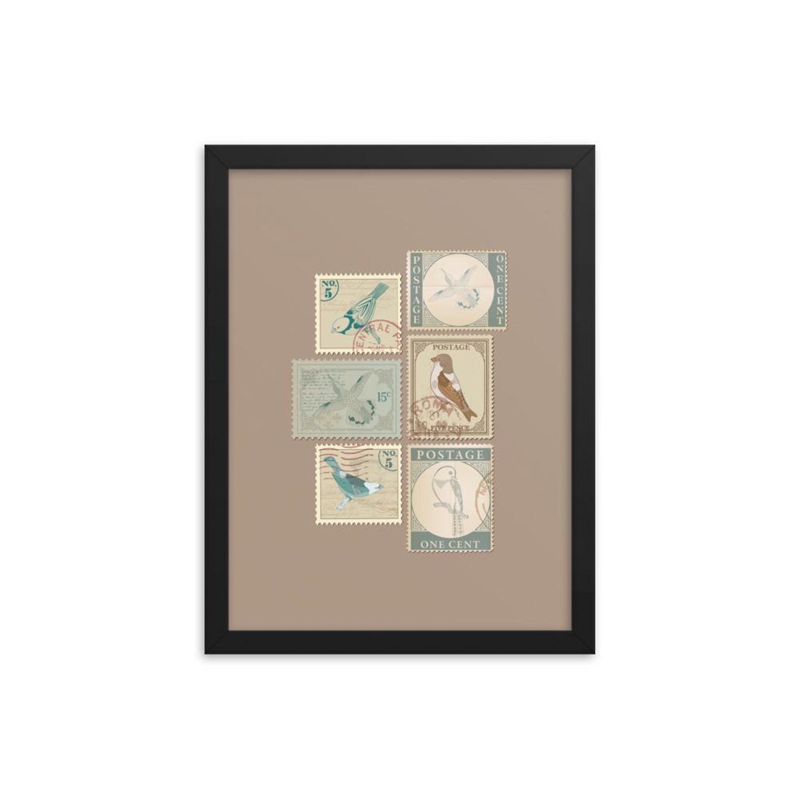 Birds in Postage Neutral 6 Stamp Collection - Framed Print - Etsy