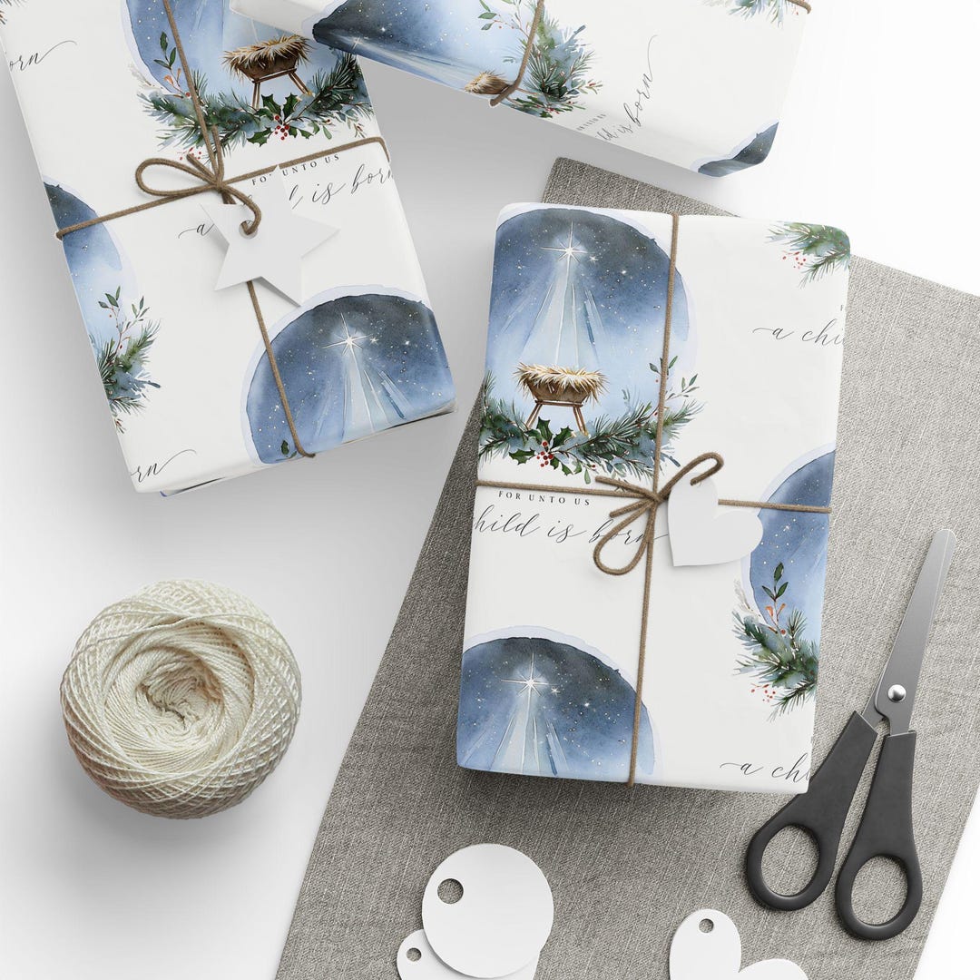 Nativity Elegant Holiday Wrapping Paper, Festive Gift Wrap, Christmas ...