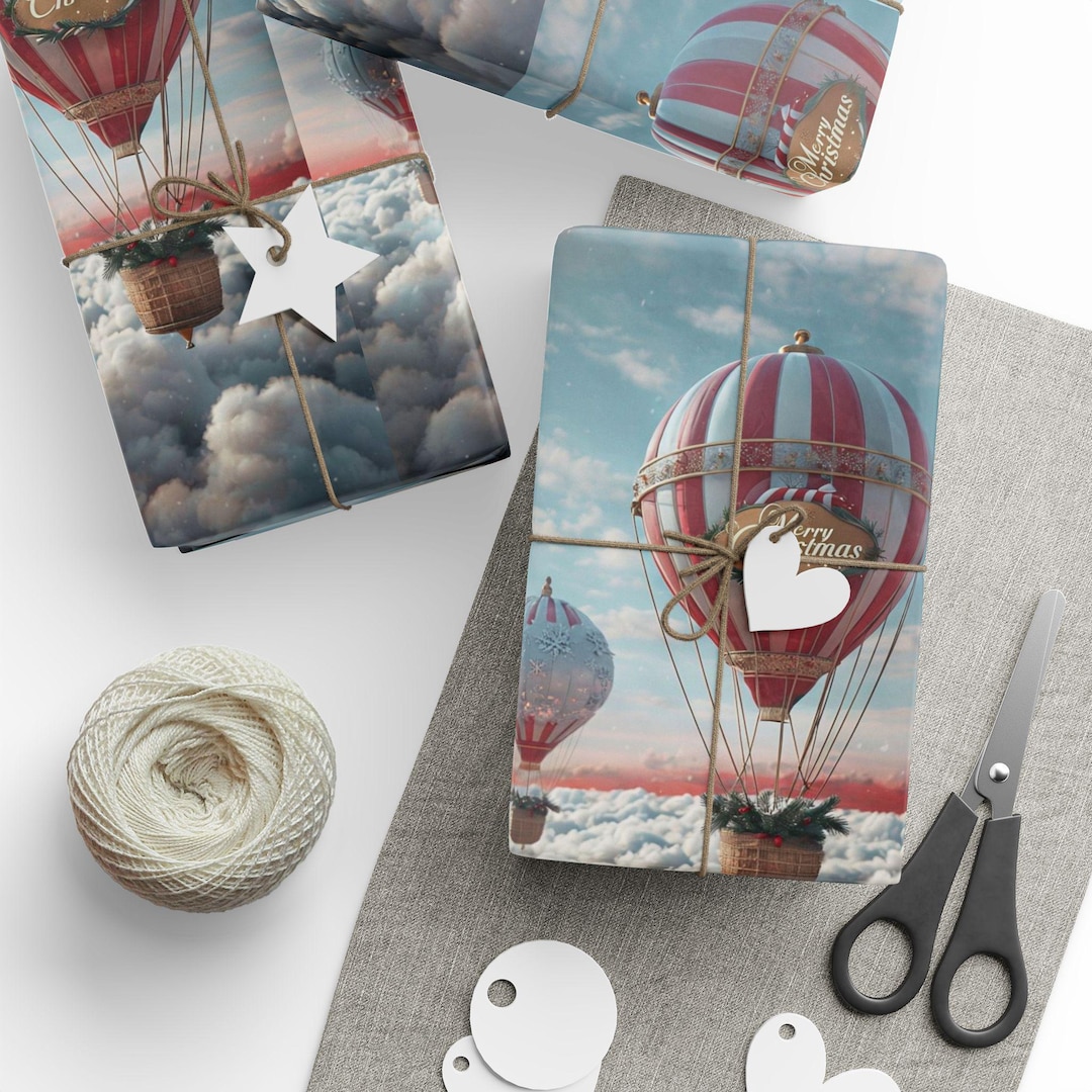 Vintage Hot Air Balloon Wrapping Paper, Unique Gift Wrap, Eco-friendly ...