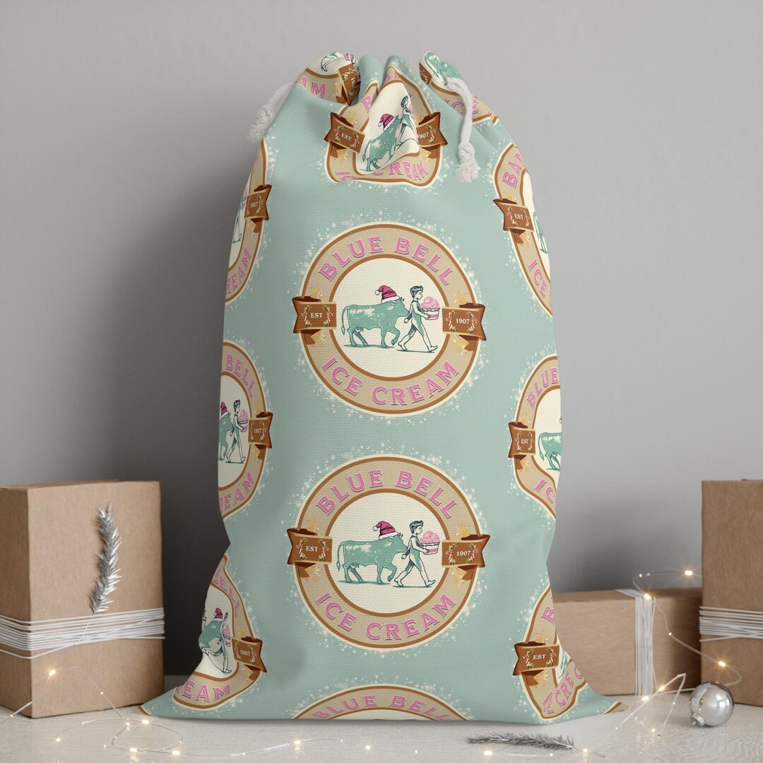 Vintage Ice Cream Sack, Retro Gift Bag, Summer Party Favor, Blue Bell ...
