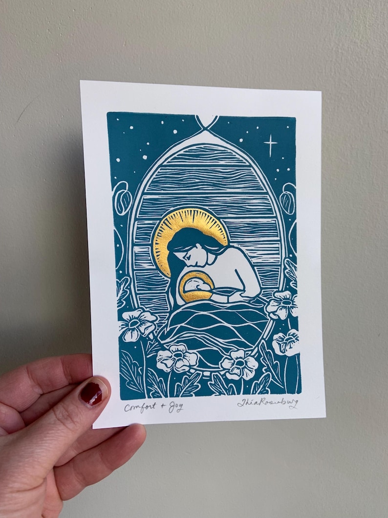 Comfort & Joy Linocut Print: Advent, Christmas, Bible Art (5x7) - Etsy