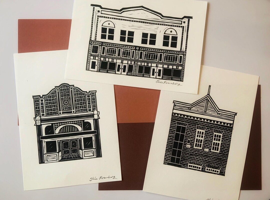 Downtown Bellingham Trio Set of 3 Original Linocut Prints Historical ...