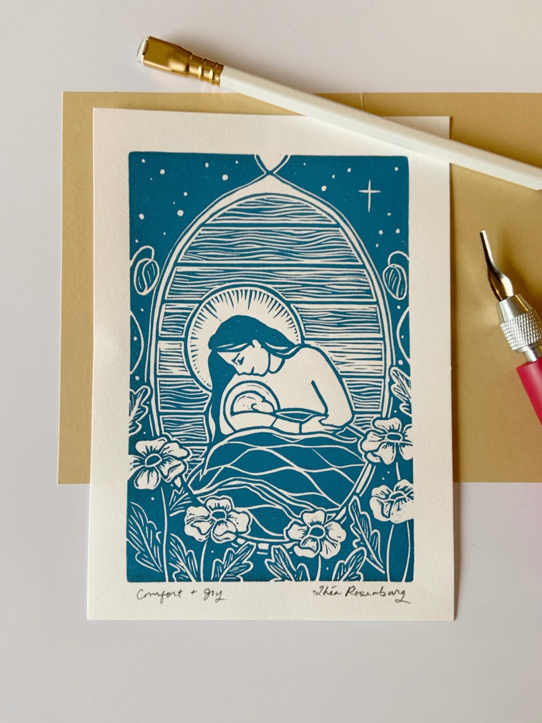 Comfort & Joy Linocut Print: Advent, Christmas, Bible Art (5x7) - Etsy