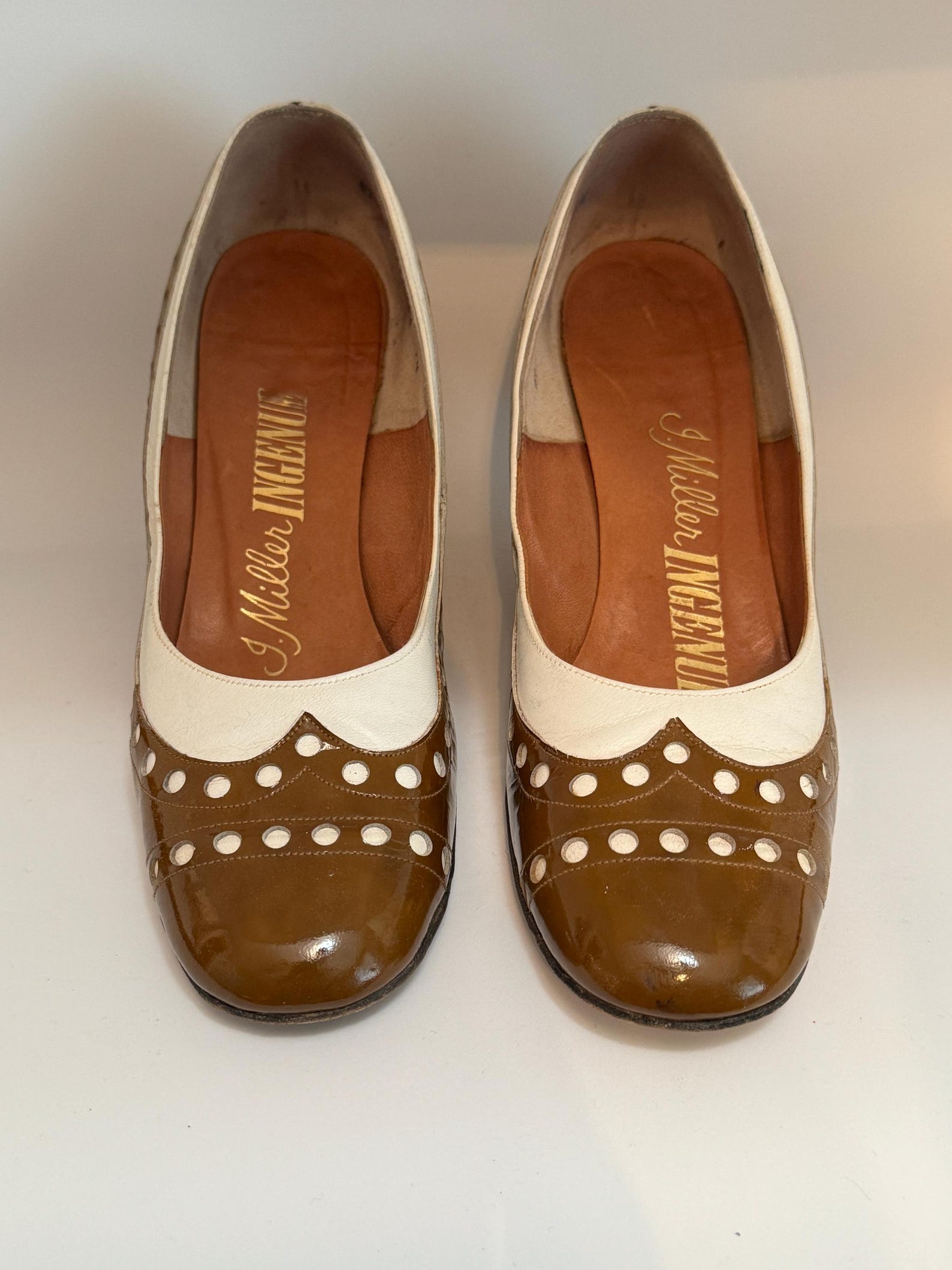 Vintage Brown Off-white Leather Spectator Pump, Women's Size 6.5 ...