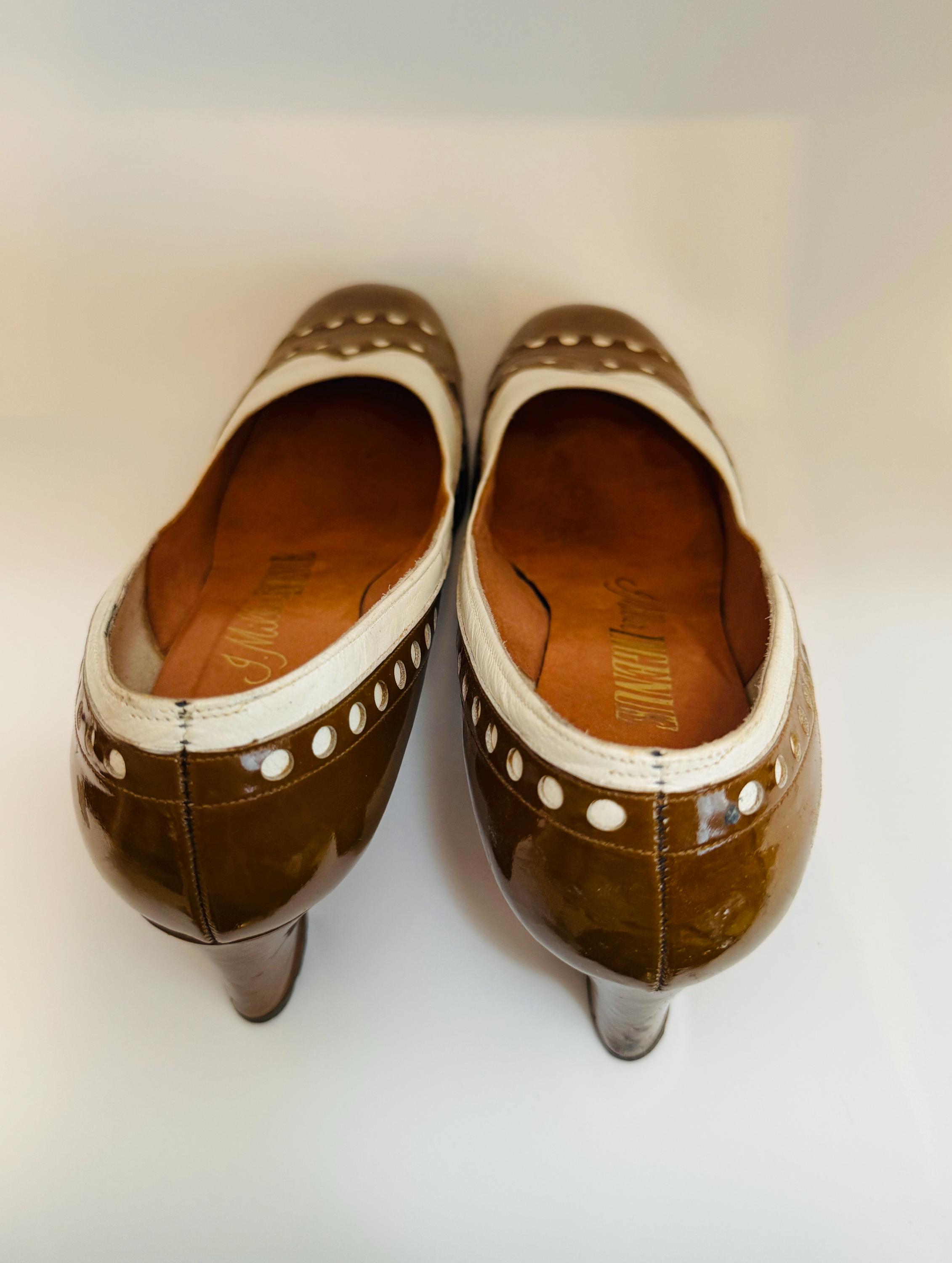 Vintage Brown Off-white Leather Spectator Pump, Women's Size 6.5 ...