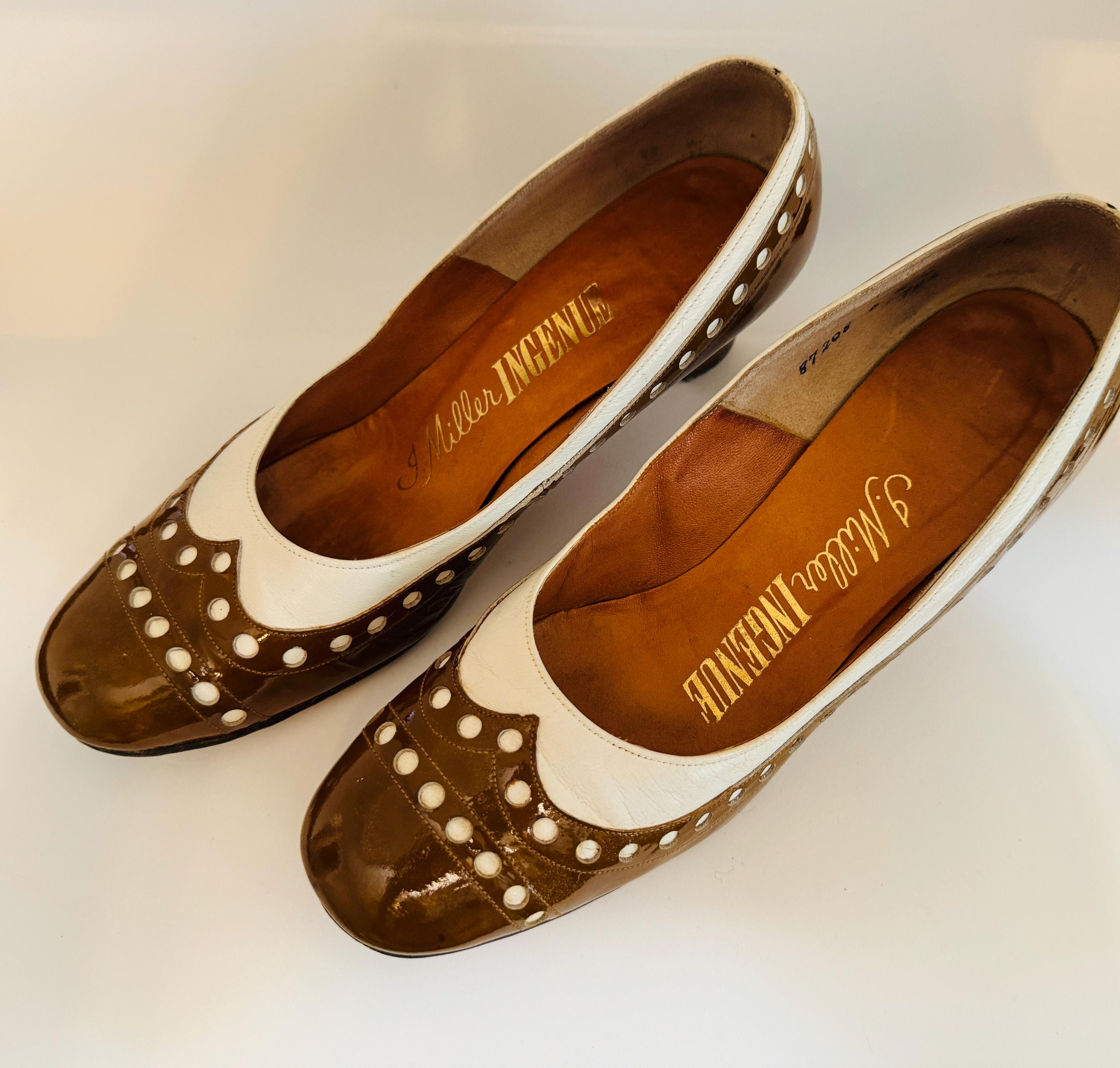 Vintage Brown Off-white Leather Spectator Pump, Women's Size 6.5 ...