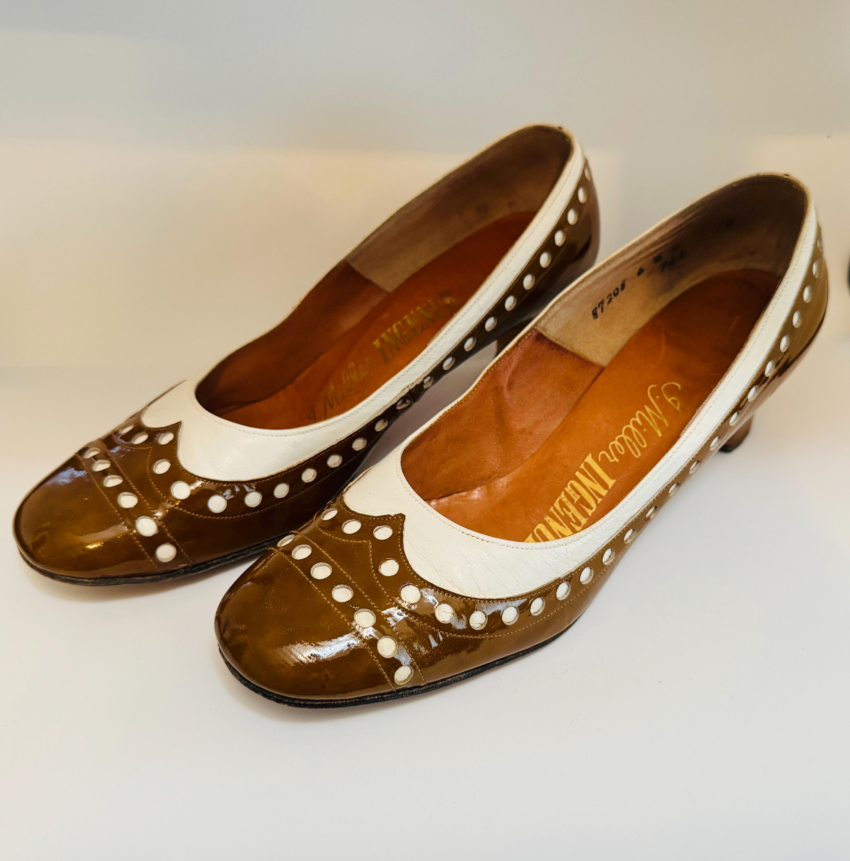 Vintage Brown Off-white Leather Spectator Pump, Women's Size 6.5 ...