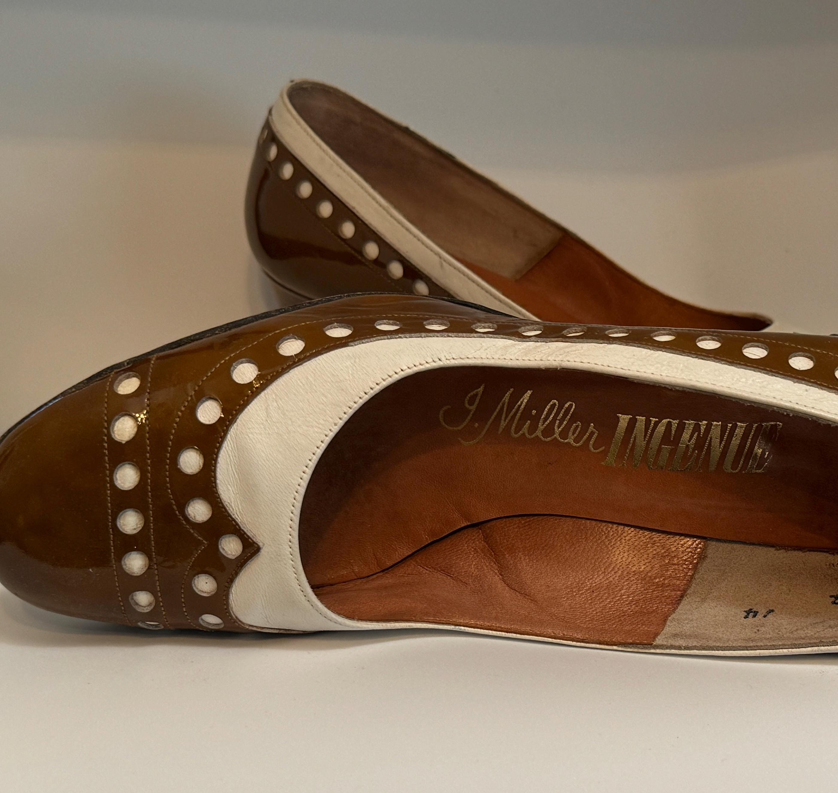 Vintage Brown Off-white Leather Spectator Pump, Women's Size 6.5 ...