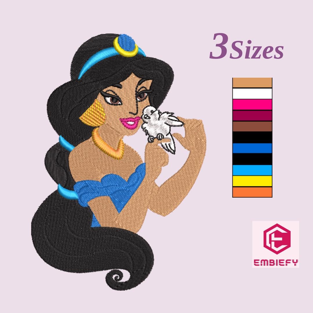 Jasmine Machine Embroidery Design, Princess Jasmine With Bird ...