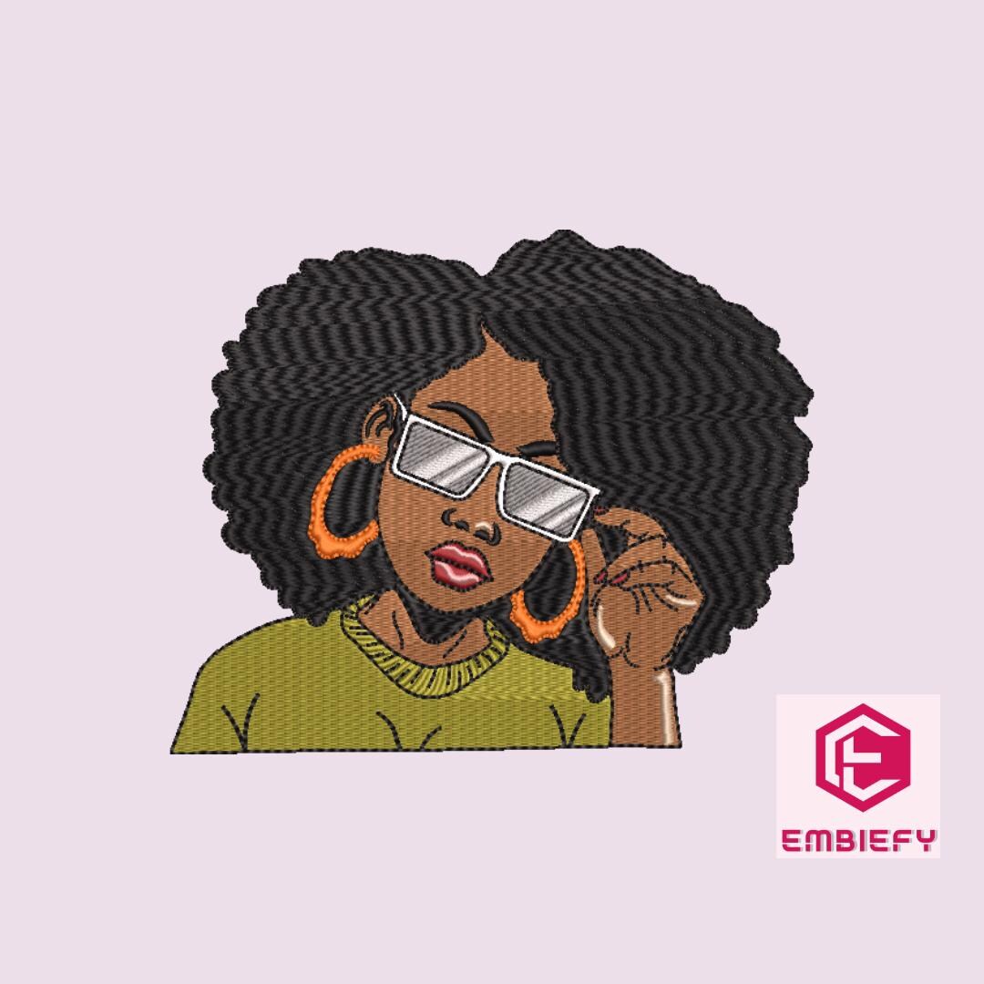 Afro Woman Embroidery Design: Diva Queen Machine File - Etsy