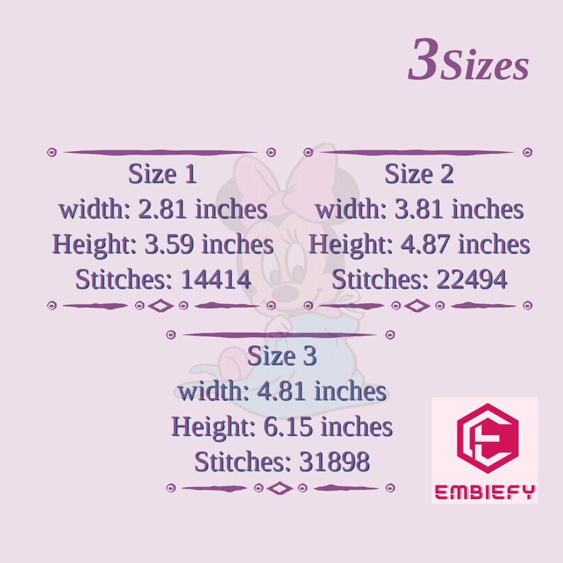 Baby Minnie Mouse Embroidery Design: Moon and Stars (instant Download ...