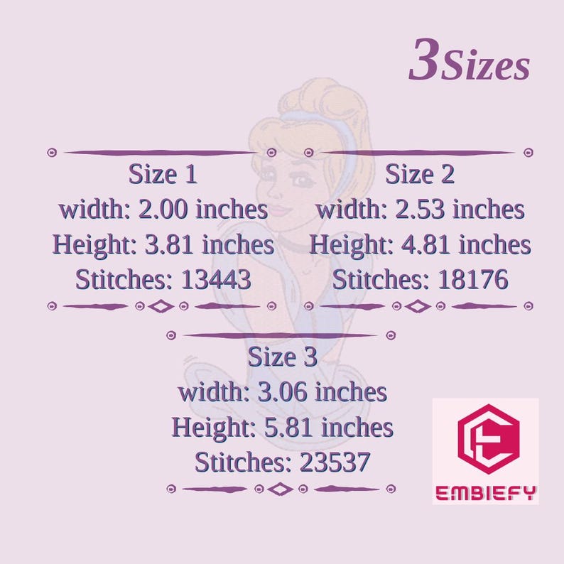 Princess Machine Embroidery Design, Princess Cinderella Machine ...