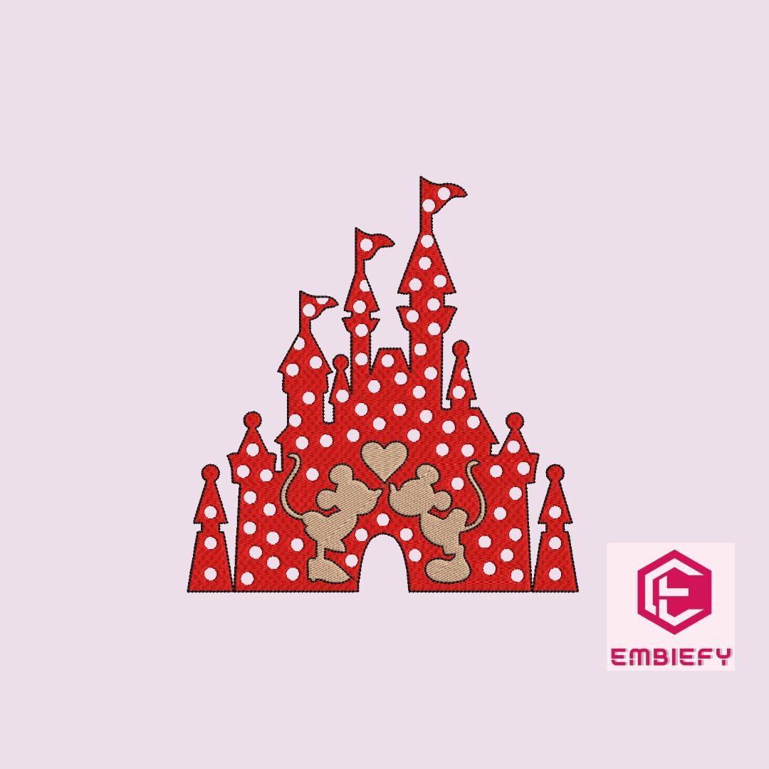 Romantic Castle Love Embroidery Design, Mouse Couple Valentine Stitch ...