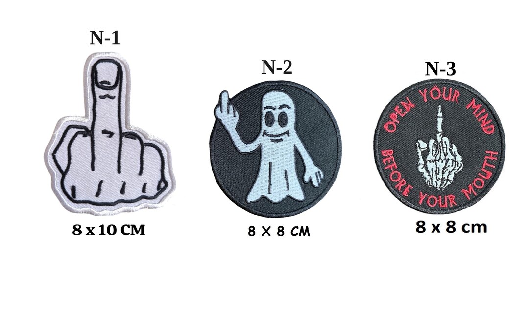 Middle Finger Flip off Ghost Funny Fun Cool Punk Patch Embroidered Iron ...