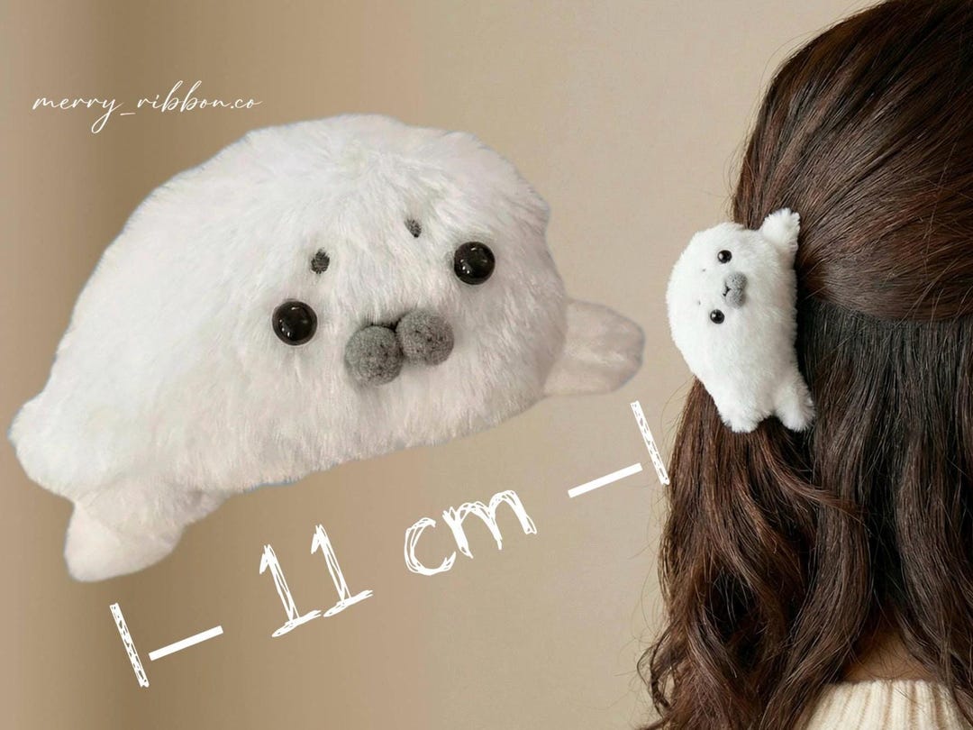 Fluffy Seal Hair Claw Clip | Kawaii Plush Animal Hair Clip, Cozy Cute ...
