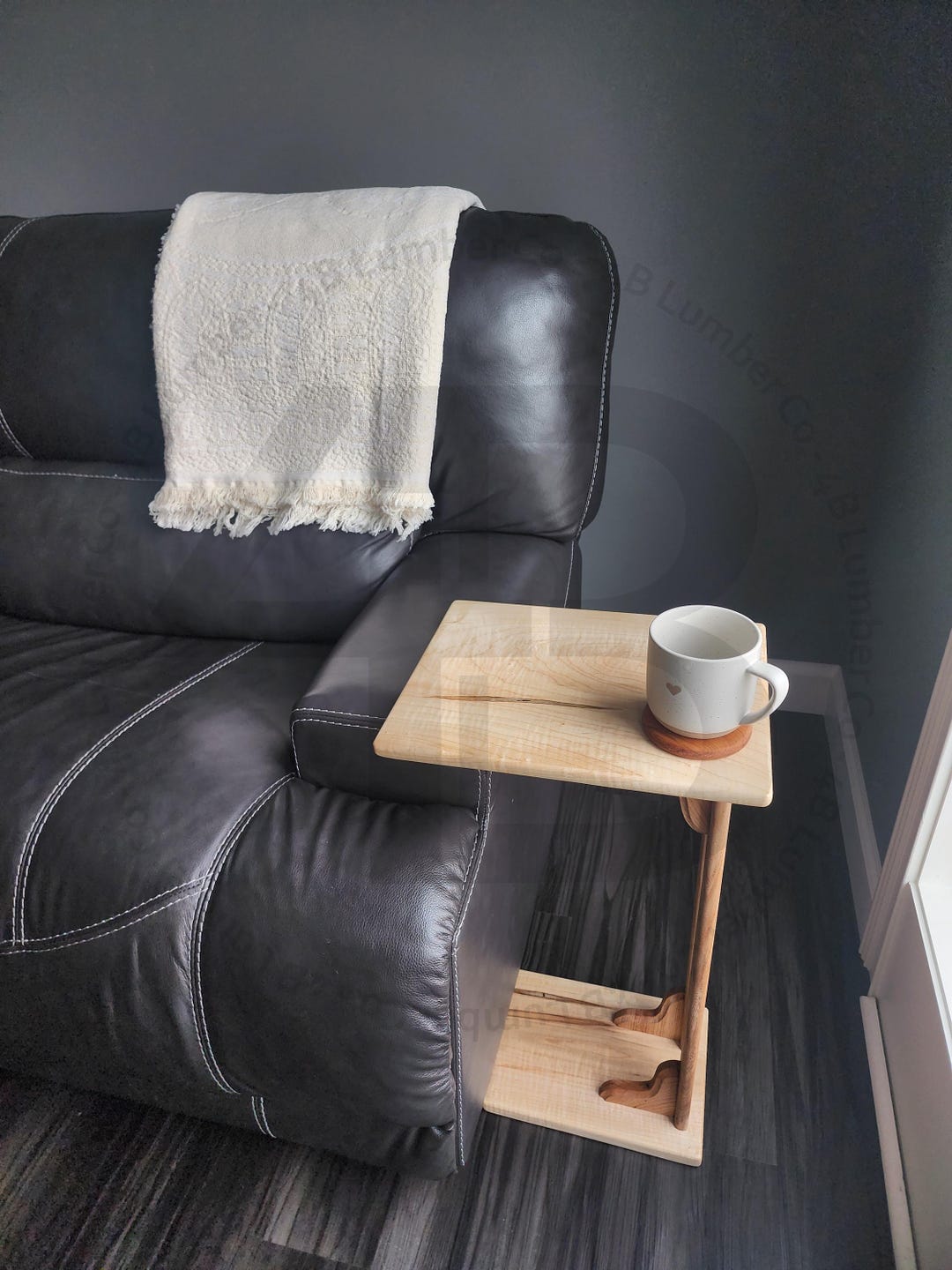 Custom Side Table Wood Space Saving Side Table C Shape Coffee Table ...