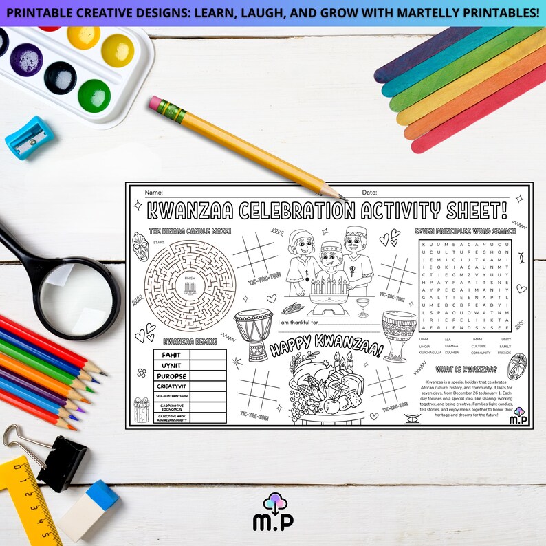 Kwanzaa Activity Placemat for Kids: Holiday Puzzles (digital Download ...