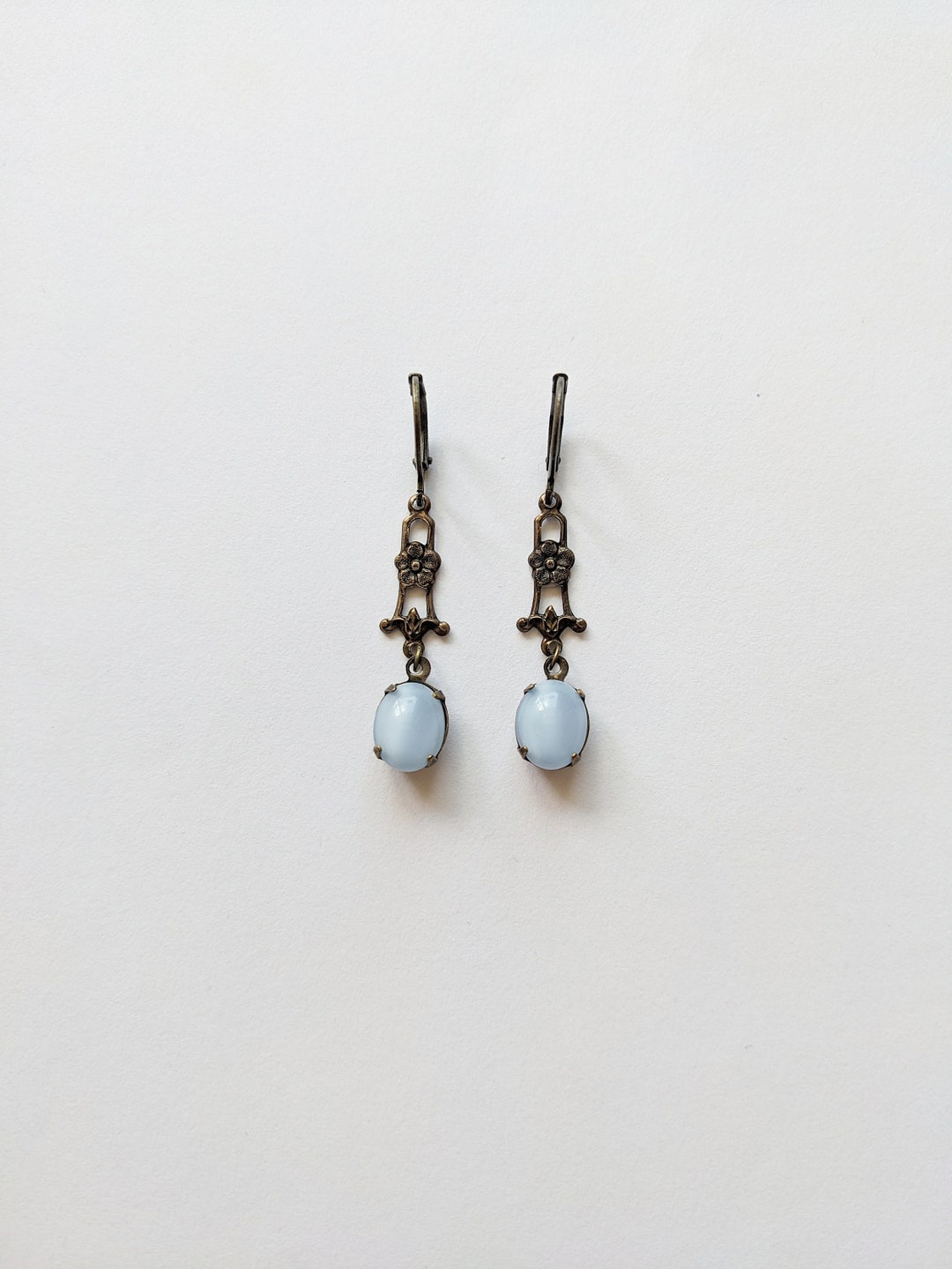 Romantic Period Style Powder Blue Vintage Glass Earrings Morning in the ...