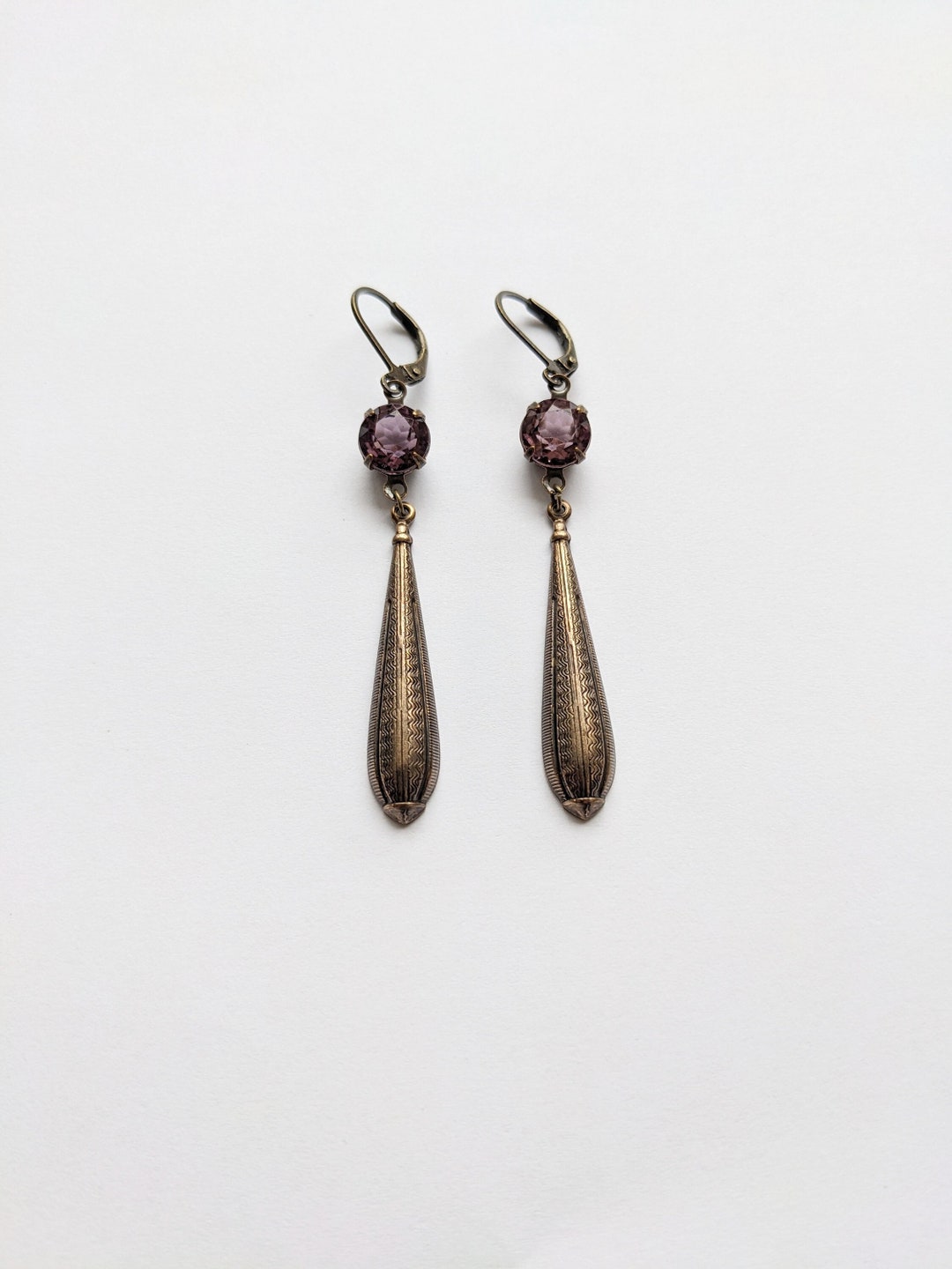 Victorian Inspired Amethyst Vintage Glass Handmade Earrings Anna Goes ...