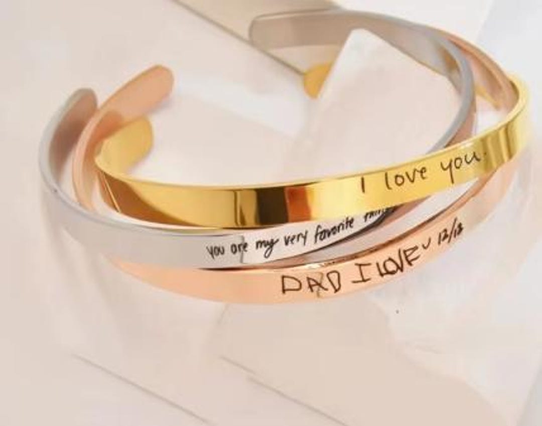 Custom Gold Children Handwriting Signature Name Bracelet Stainless ...