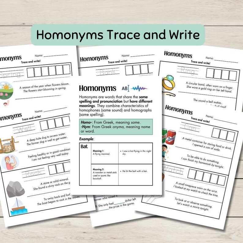 Homophones Homographs and Homonyms: Language Worksheets Downloadable ...