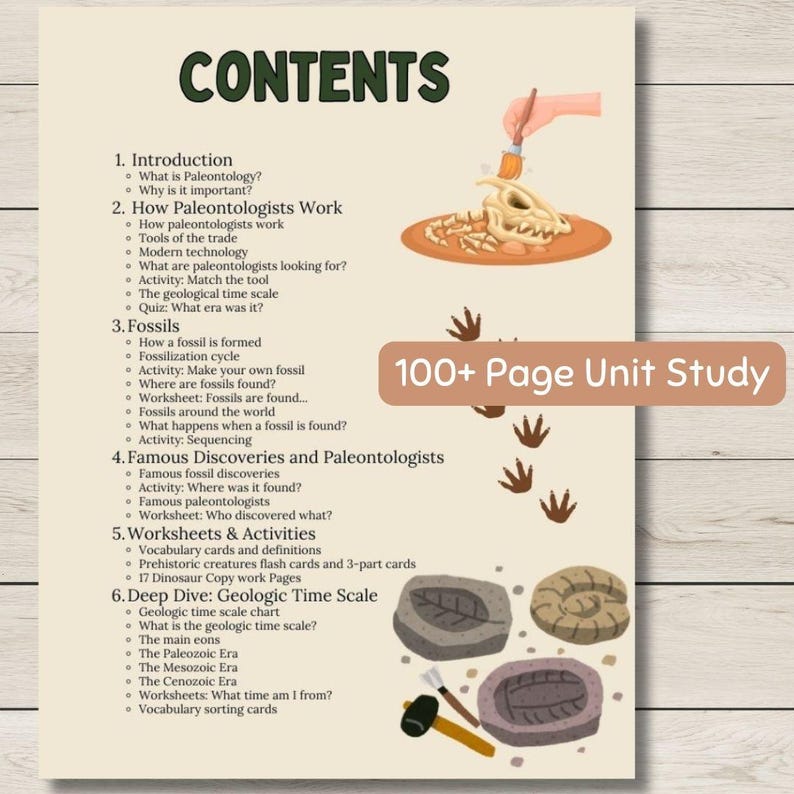 Paleontology Unit Study PDF Fossil Activities Dinosaur Worksheets ...