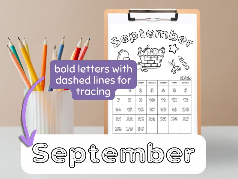2025 Coloring Calendar and Number Tracing for Preschool Kindergarten ...