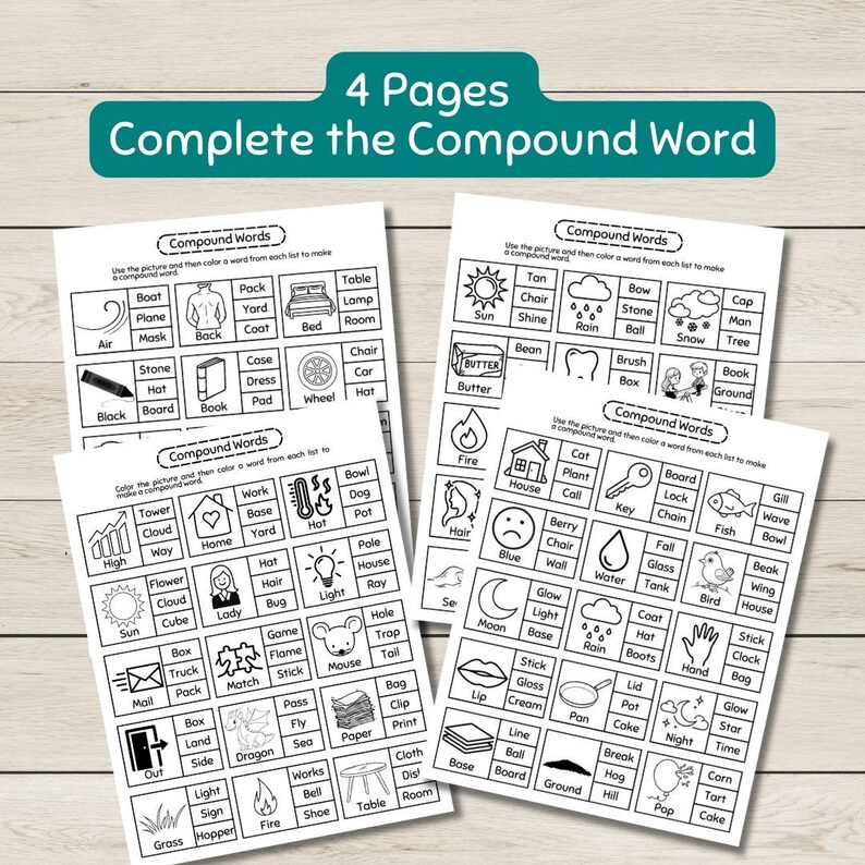 Compound Words Worksheets- No-prep, Print-and-go, for Homeschool ...