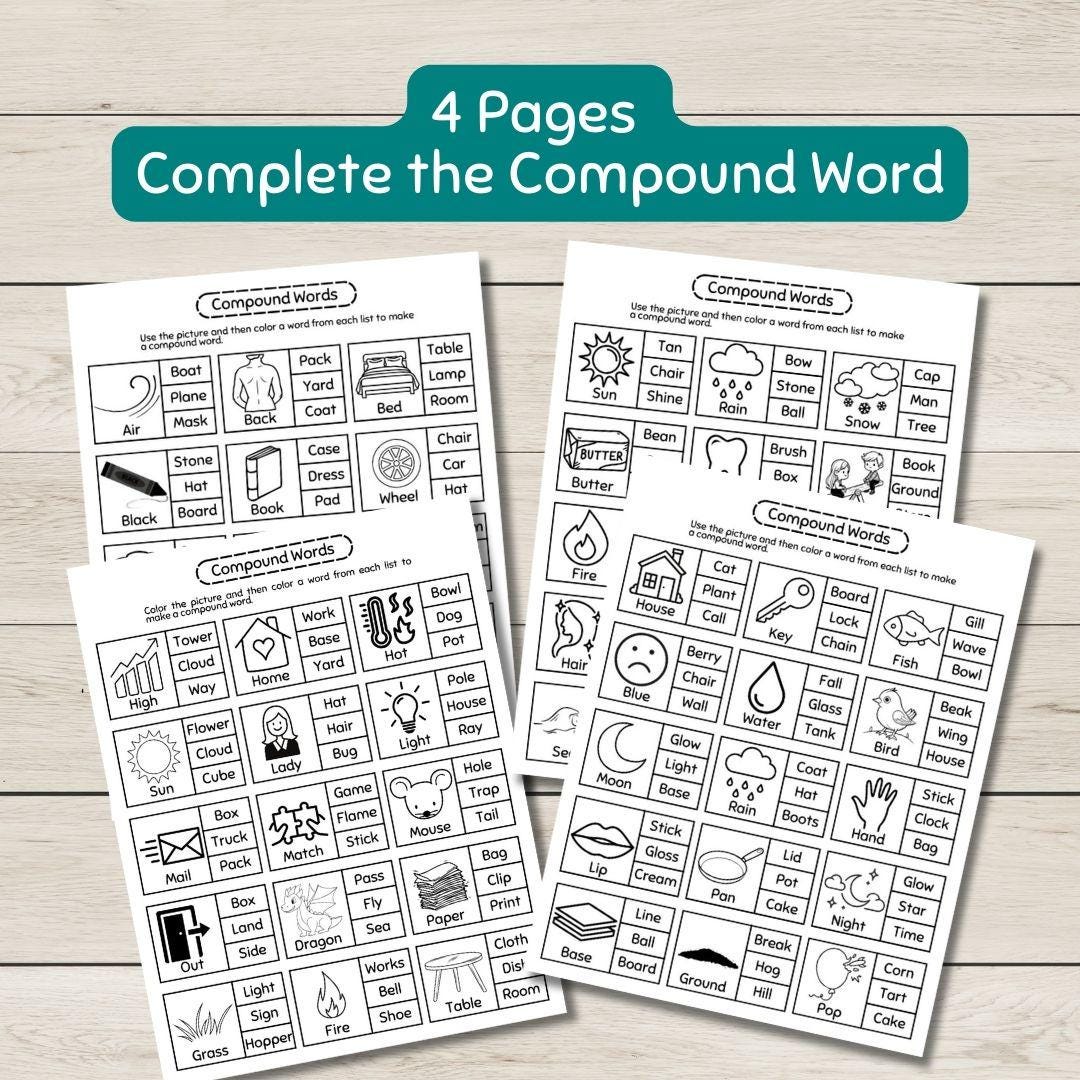 Compound Words Worksheets- No-prep, Print-and-go, for Homeschool ...