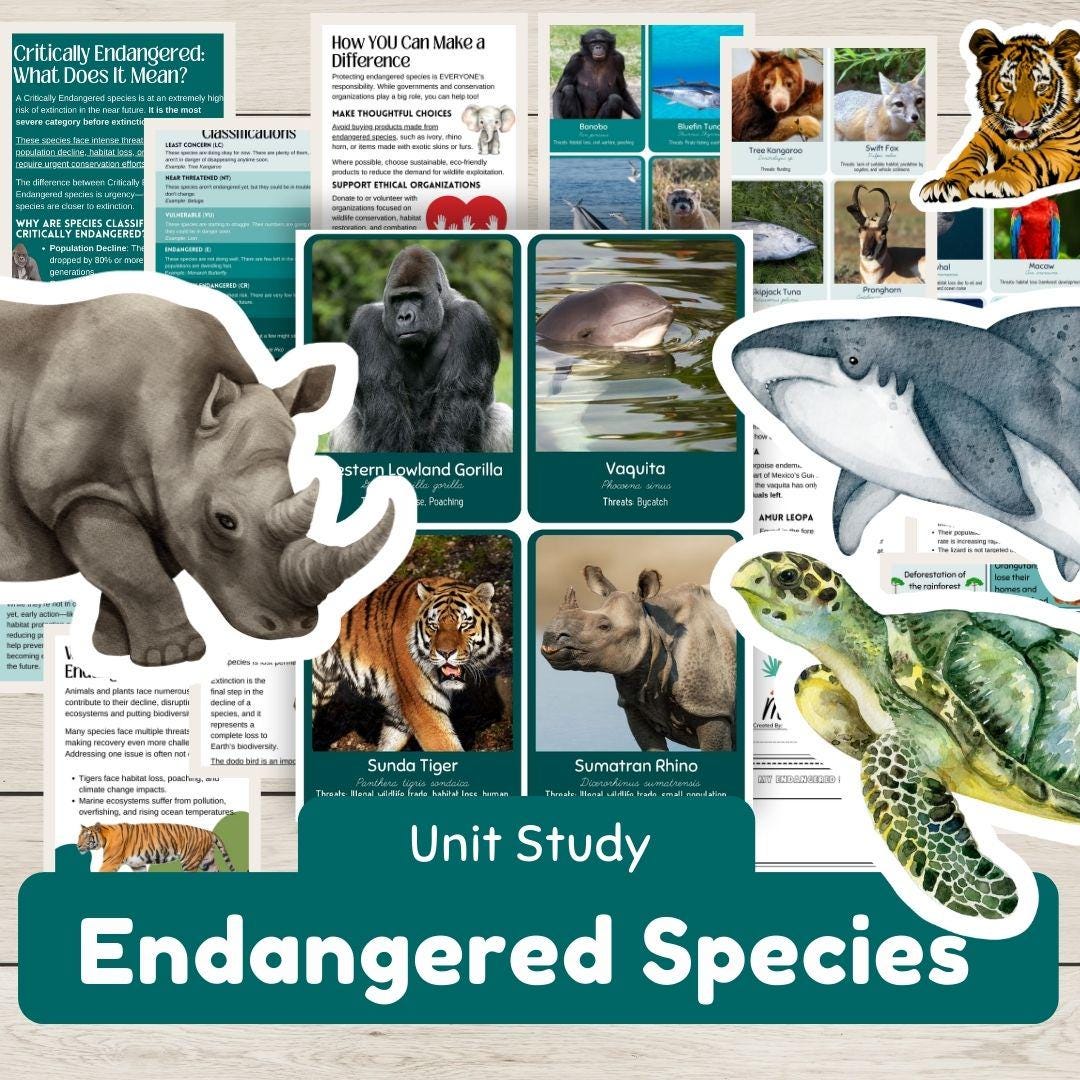 Endangered Animals Unit Study Comprehension Passages, Worksheets ...