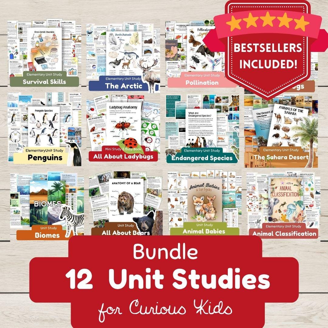 Unit Studies Bundle- Nature Animals Biomes for Homeschool & Montessori ...