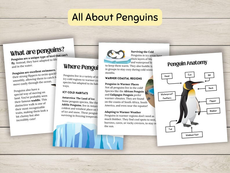 Penguin Unit Study With Comprehension Passages and Worksheets About ...