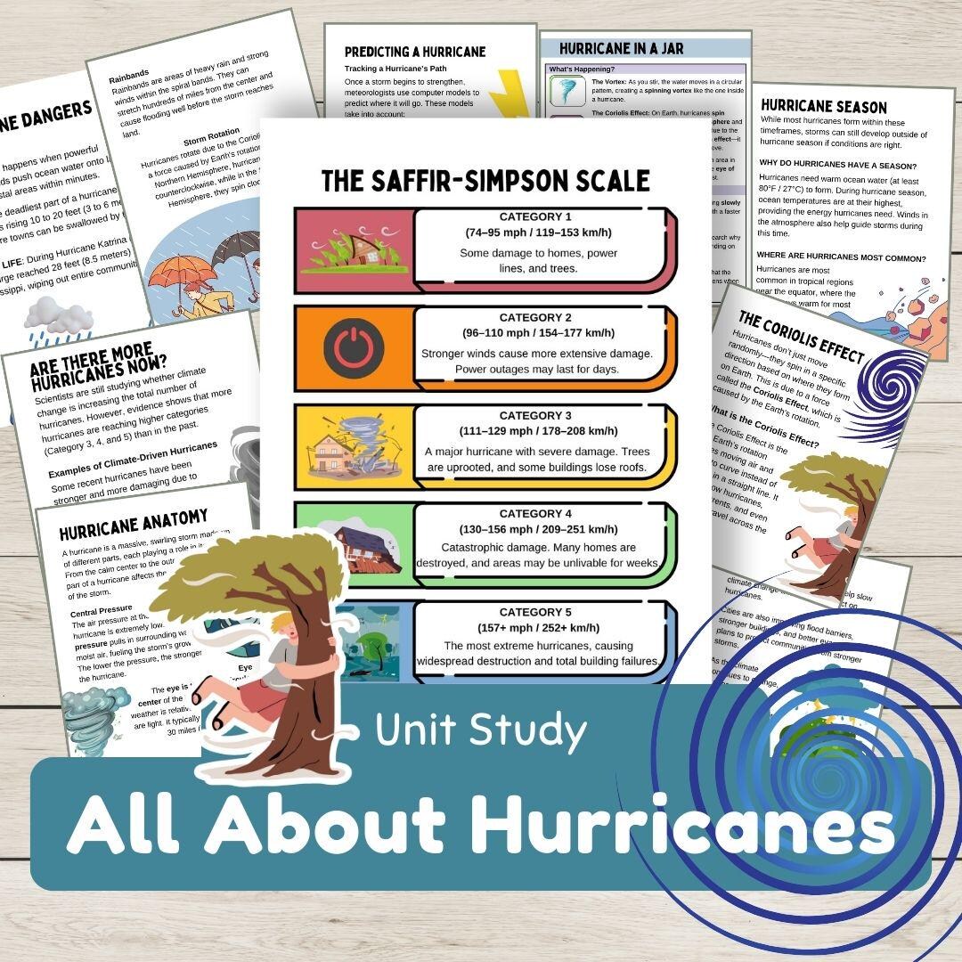 Hurricane Season Unit Study Weather Science for Kids Worksheets Storm ...