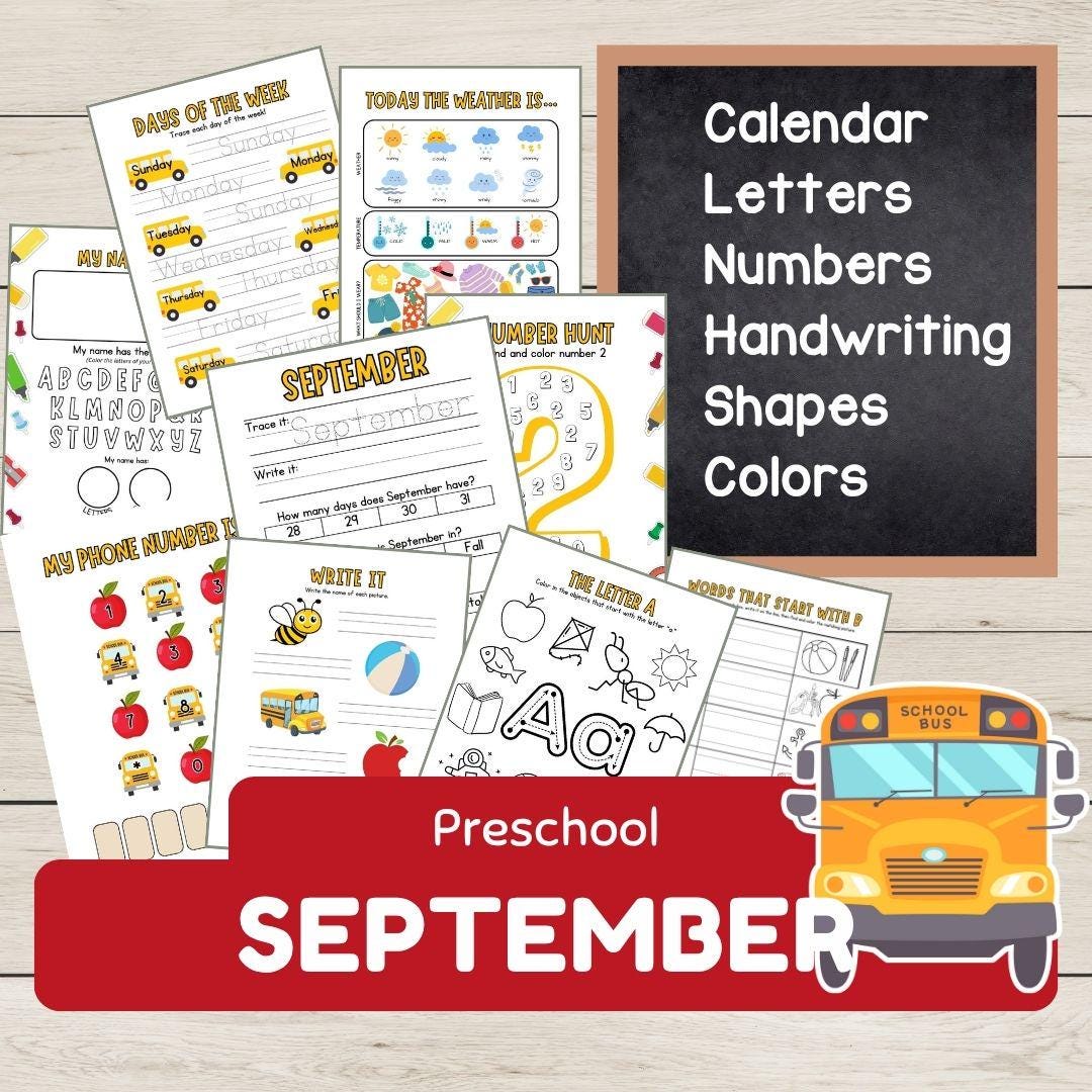 Preschool Worksheets September Prek Morning Menu Kindergarten Readiness ...