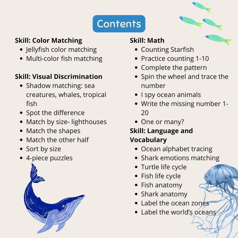 Ocean Animals Busy Book – Printable PDF Preschool Learning Binder ...